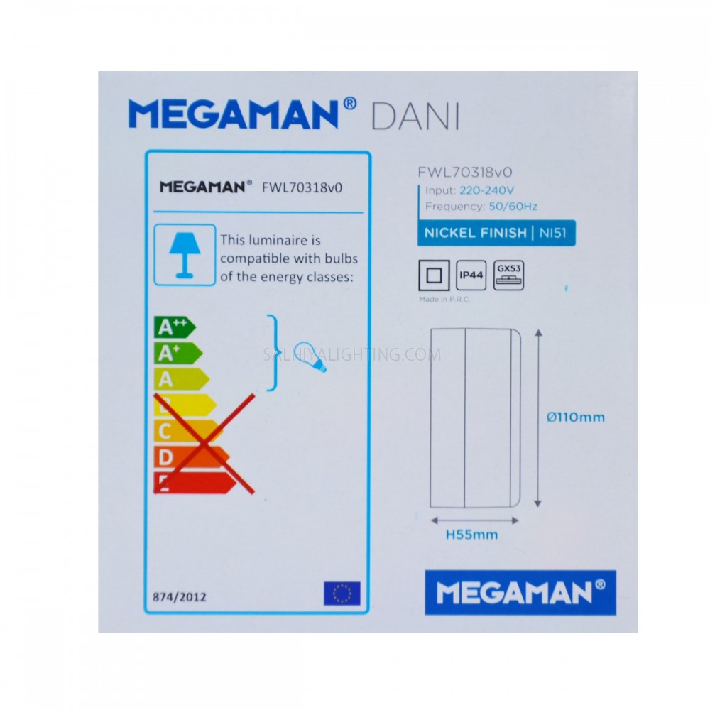 Indoor Wall Lamp Megaman Dani GX53 7W- White